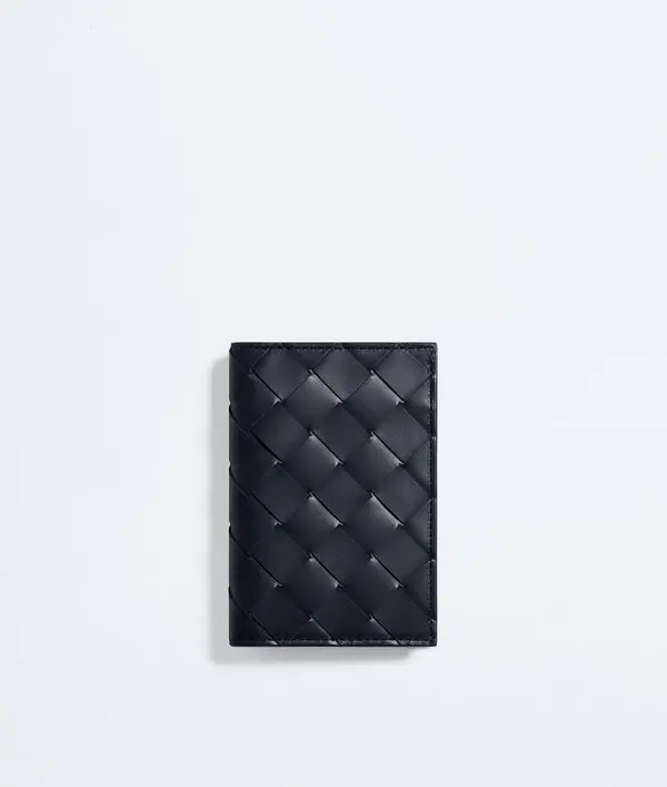 Bottega Veneta Intrecciato Flap Card Case - Midnight/basalt