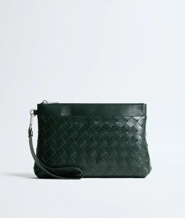 BOTTEGA  VENETA Intrecciato Prism Pouch - Alpi Green