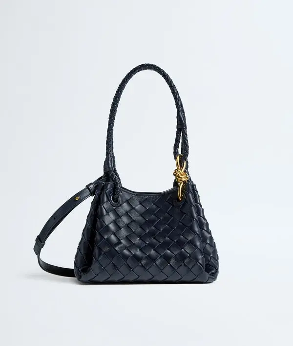 Bottega Veneta Small Intrecciato Leather Shoulder Bag - Midnight
