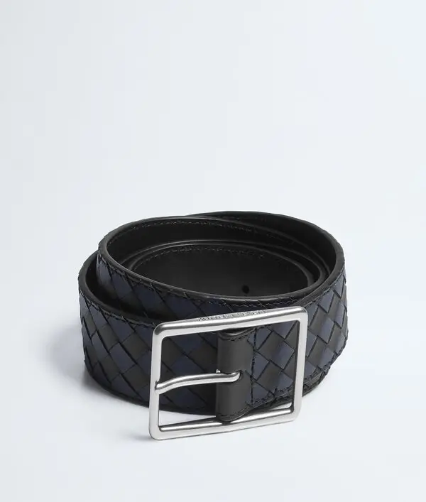 Bottega Veneta Intrecciato Piccolo Leather Belt - Black/midnight