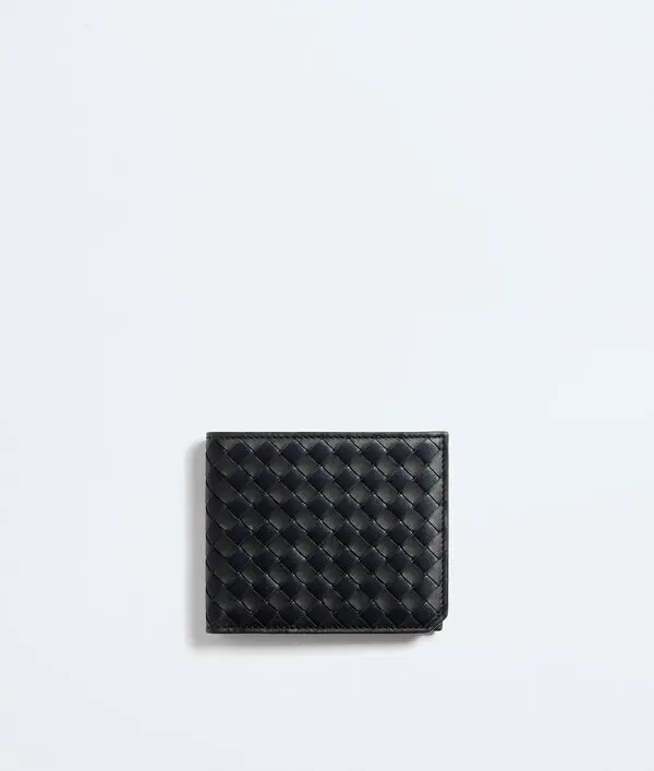 BOTTEGA  VENETA Intrecciato Piccolo Bi-fold Wallet - Black/midnight