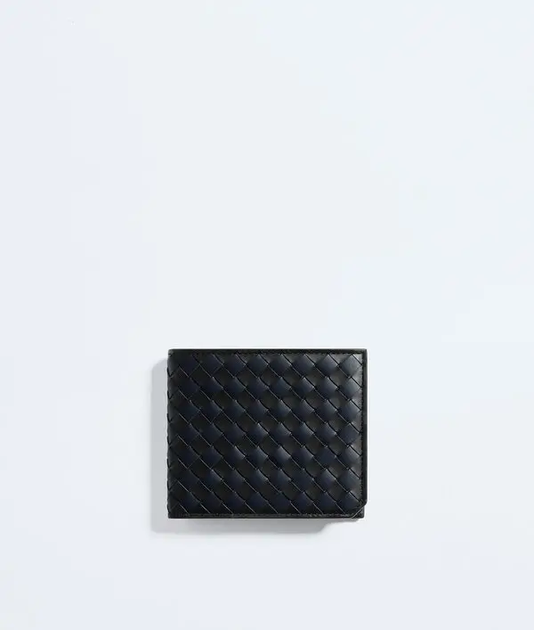 Bottega Veneta Intrecciato Piccolo Bi-fold Wallet With Coin Purse - Black/midnight