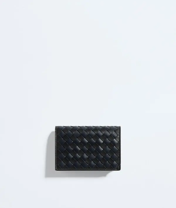 Bottega Veneta Intrecciato Piccolo Business Card Case - Black/midnight