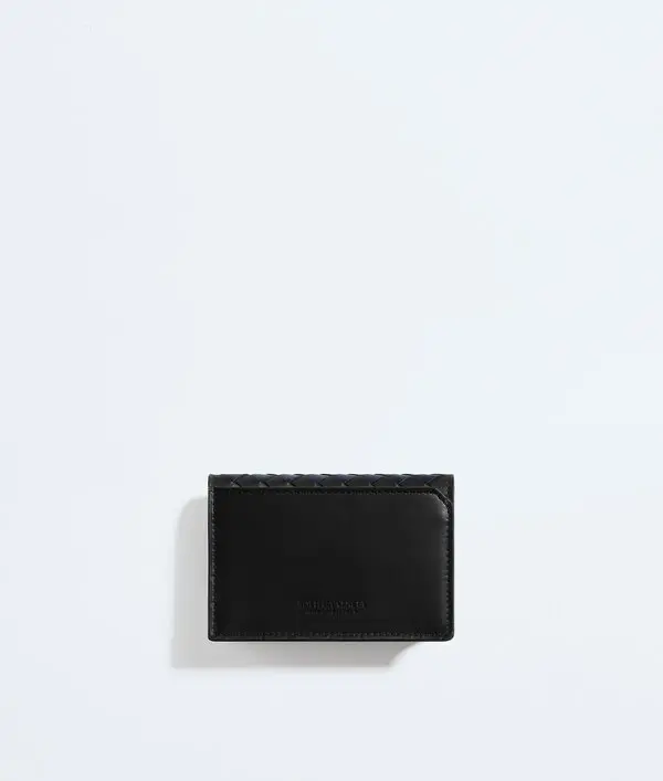 Bottega Veneta Intrecciato Piccolo Business Card Case - Black/midnight