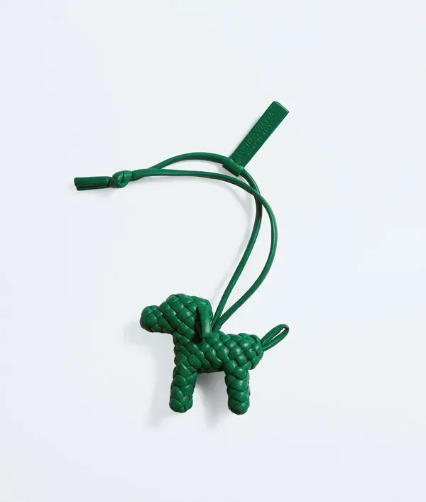 Bottega Veneta Intreccio Nappa Leather Dog Charm - Racing Green