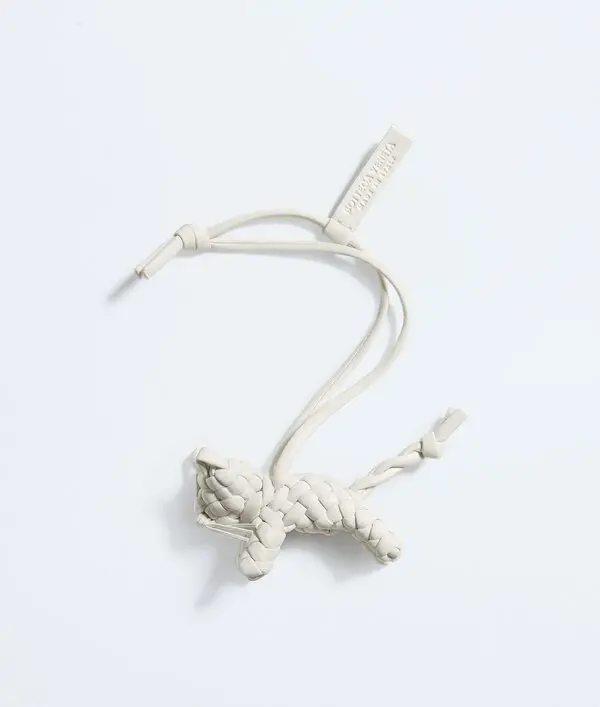 BOTTEGA  VENETA Intreccio Nappa Leather Cat Charm - White