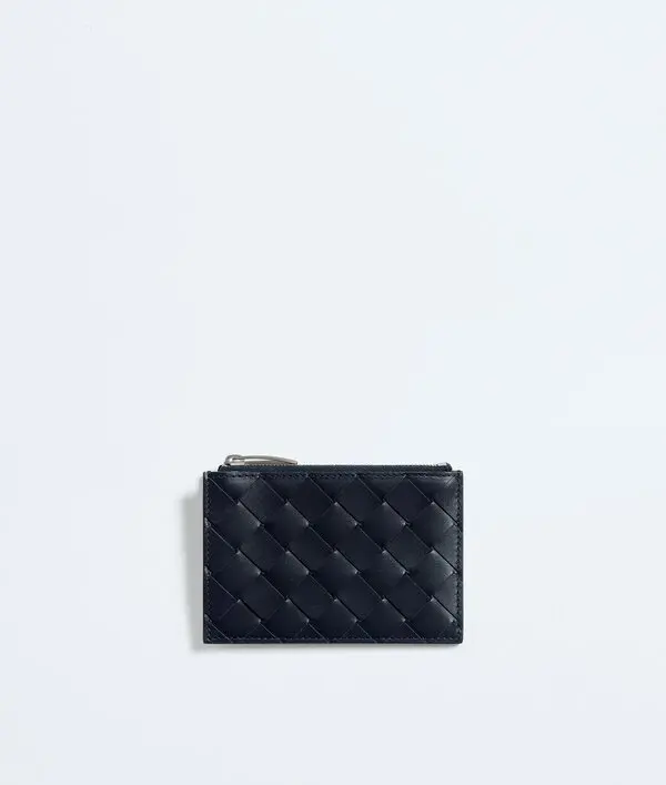 BOTTEGA  VENETA Intrecciato Zipped Card Case - Midnight/basalt