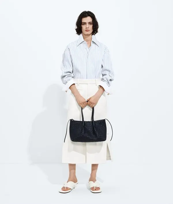 Bottega Veneta Intrecciato Silky Calfskin Reversible Tote Bag - Midnight/basalt
