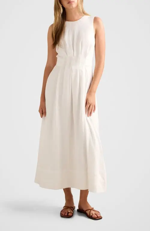 EVER NEW Rosie Tuck Detail Sleeveless Linen Dress - Porcelain