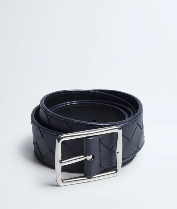 Bottega Veneta Reverso Intrecciato Leather Belt - Midnight/black