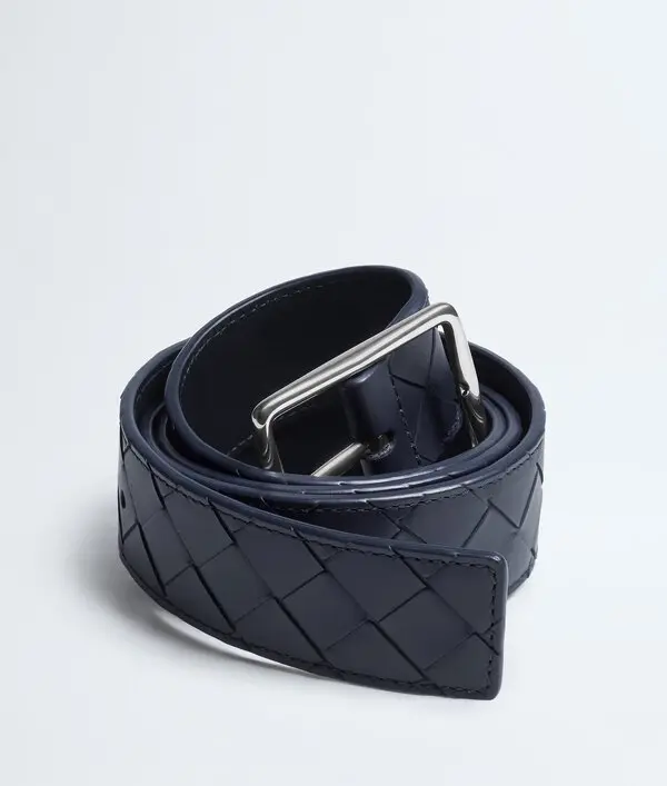 Bottega Veneta Reverso Intrecciato Leather Belt - Midnight/black