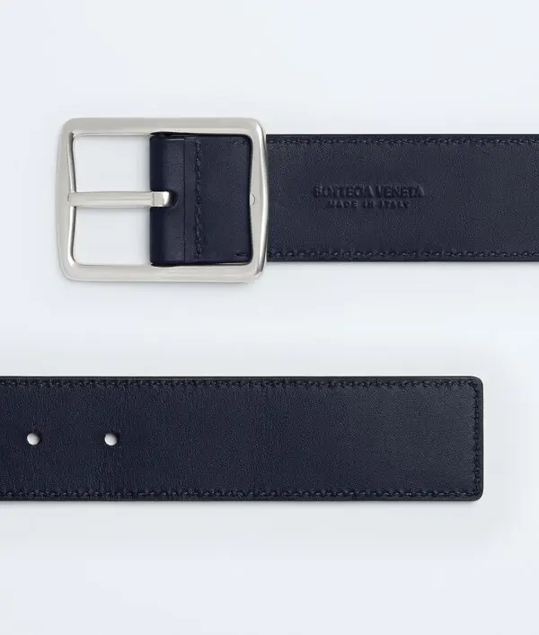 Bottega Veneta Reverso Intrecciato Leather Belt - Midnight/black