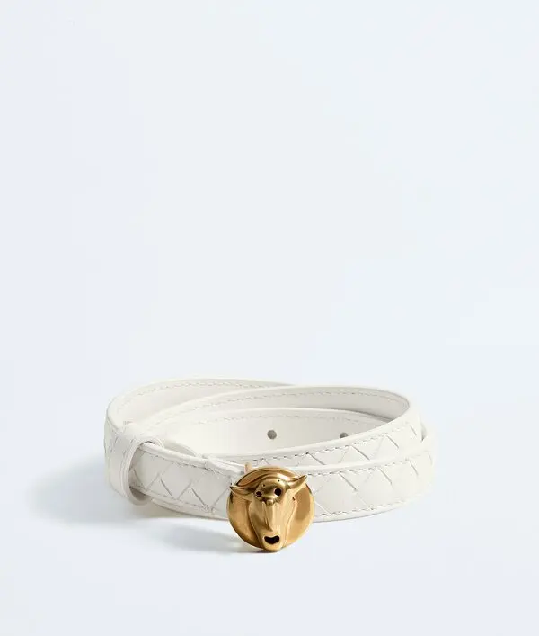 Bottega Veneta Intrecciato Leather Belt - Alabaster