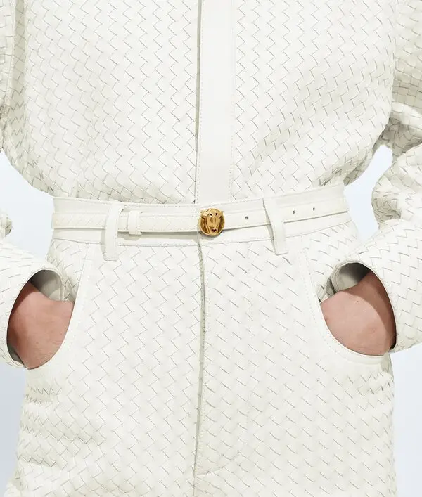 Bottega Veneta Intrecciato Leather Belt - Alabaster