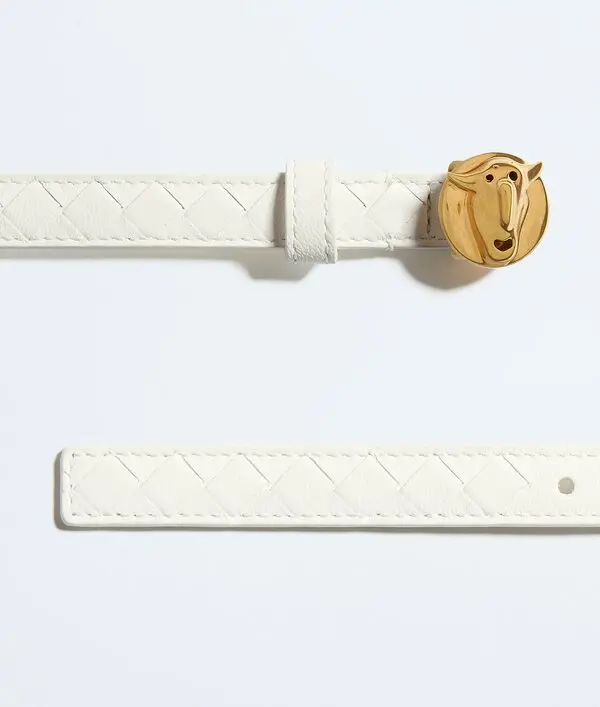 Bottega Veneta Intrecciato Leather Belt - Alabaster