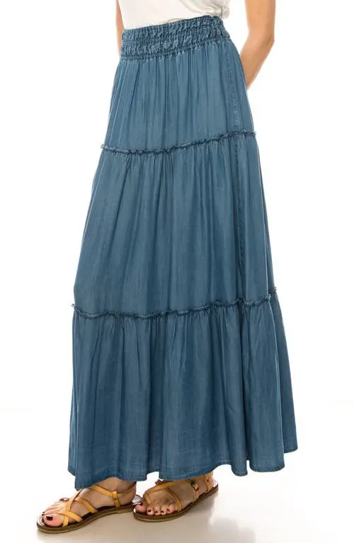 A COLLECTIVE STORY Tiered Denim Maxi Skirt