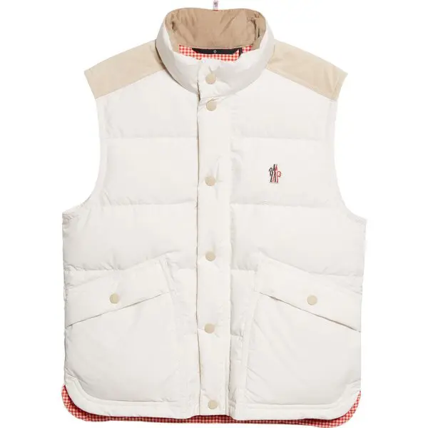 Moncler Scais Mixed Media Down Puffer Vest - Bright White