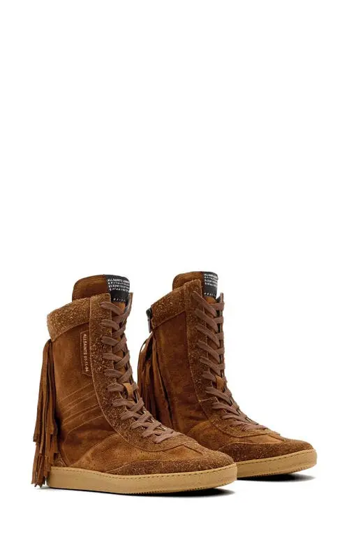 ALLSAINTS Louise Fringe High Top Sneaker - Tan Brown