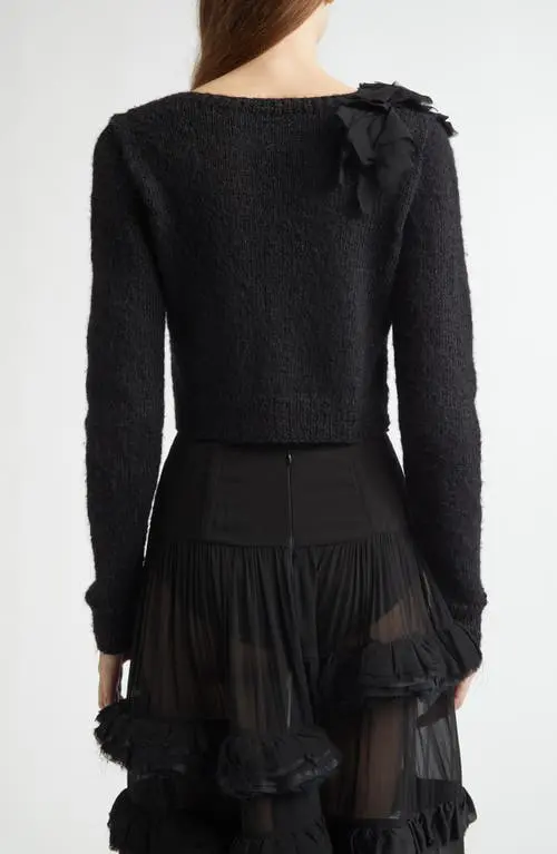 MERUERT TOLEGEN Hand Knit Crop V-neck Cardigan