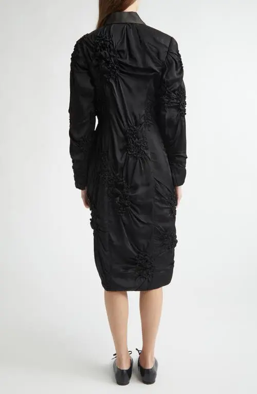 MERUERT TOLEGEN Smocked Tailored Satin Cocoon Coat