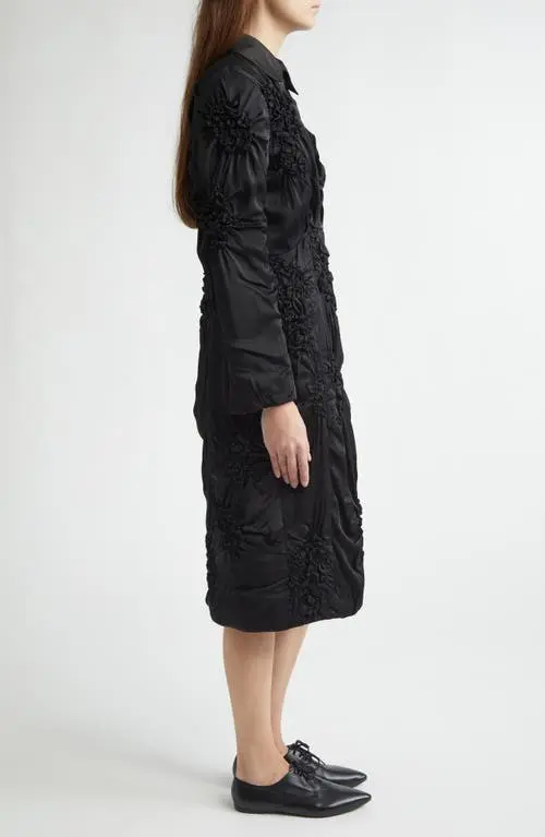 MERUERT TOLEGEN Smocked Tailored Satin Cocoon Coat