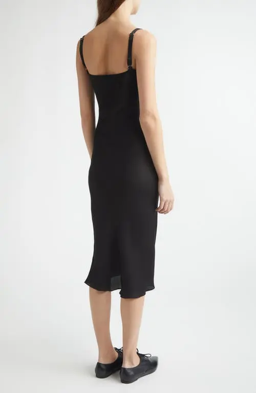 MERUERT TOLEGEN Satin Slipdress With Chiffon Appliqu