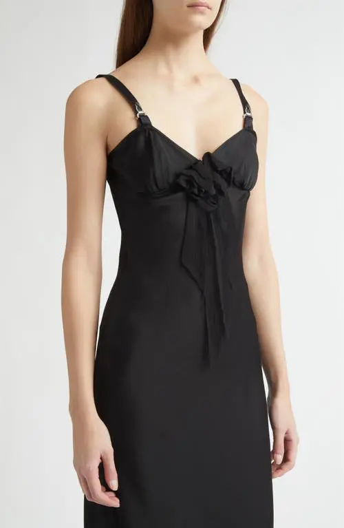 MERUERT TOLEGEN Satin Slipdress With Chiffon Appliqu