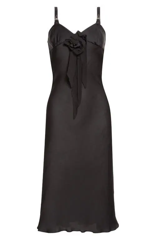 MERUERT TOLEGEN Satin Slipdress With Chiffon Appliqu