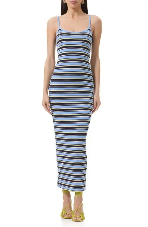 AFRM Ashlyn Cozy Rib Body-con Midi Dress - Iris Stripe