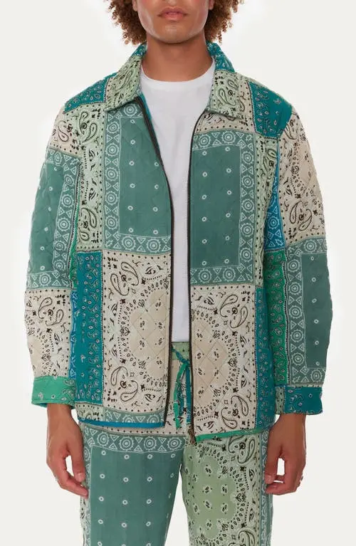 RAGA MAN Bassu Quilted Patchwork Jacket - Aqua