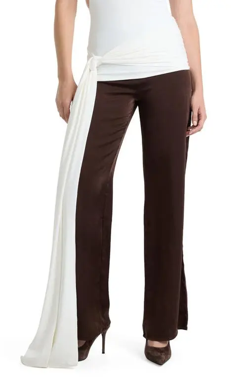 Bardot Devin Satin Ankle Wide Leg Pants - Chocolate