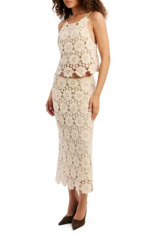 Bardot Veneta Crochet Cotton Midi Skirt