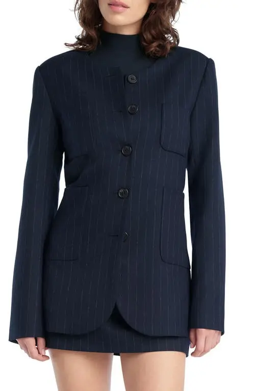 FAVORITE DAUGHTER The Busy Pinstripe Jacket - Navy Pinstripe