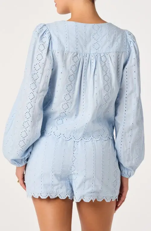 Astr The Label Leah Eyelet Top - Light Blue