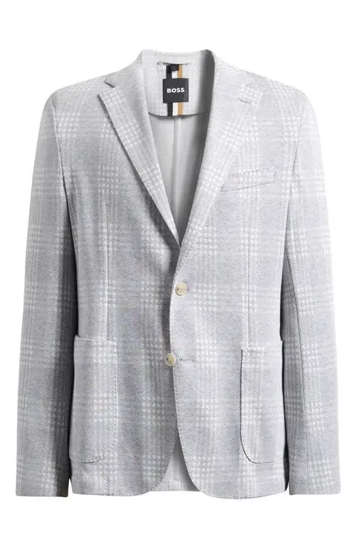 BOSS Hanry Slim-fit Plaid Sport Coat - Silver