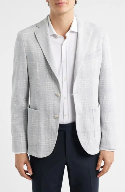 BOSS Hanry Slim-fit Plaid Knit Sport Coat - Silver