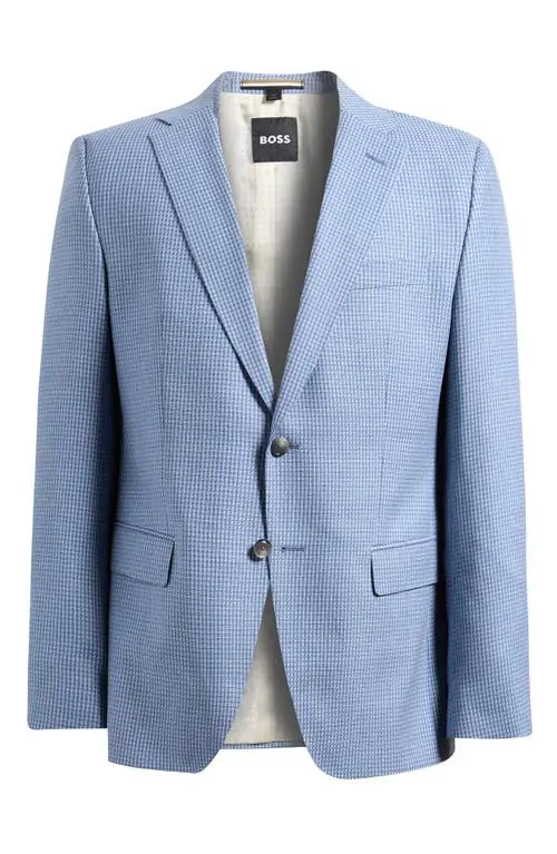 BOSS Hutson Slim Fit Light Blue Herringbone Virgin Wool Sport Coat - Light Past/bu