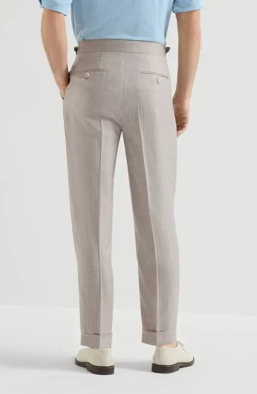 Brunello Cucinelli Chevron Pleated Trousers - Light Grey