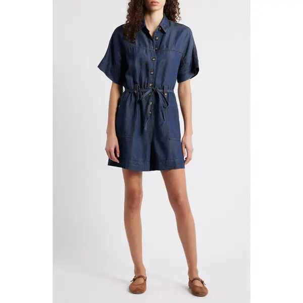 FRNCH Mariselle Denim Romper - Bleu Jean