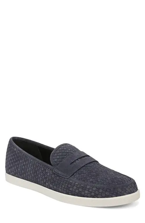 Vince Santino Woven Suede Penny Loafer - Blue Ink