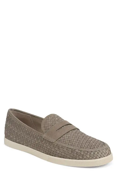 Vince Santino Woven Suede Penny Loafer - Flint