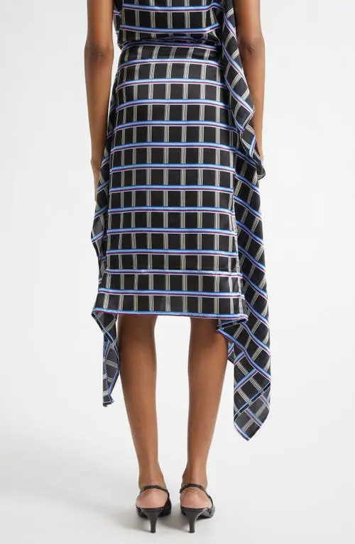 EENK Check Asymmetric Silk & Cotton Skirt