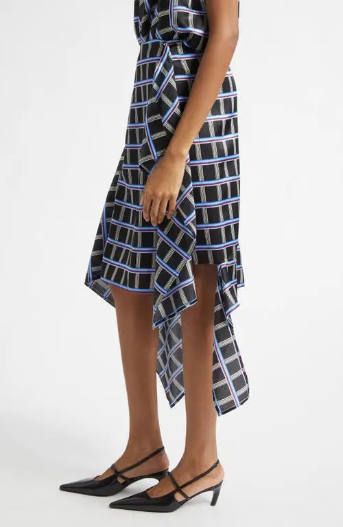 EENK Check Asymmetric Silk & Cotton Skirt