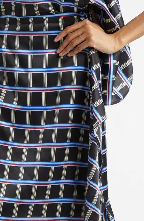 EENK Check Asymmetric Silk & Cotton Skirt