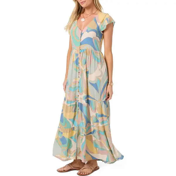 O'Neill Zygrid Butterfly Maxi Dress - Desert Sage