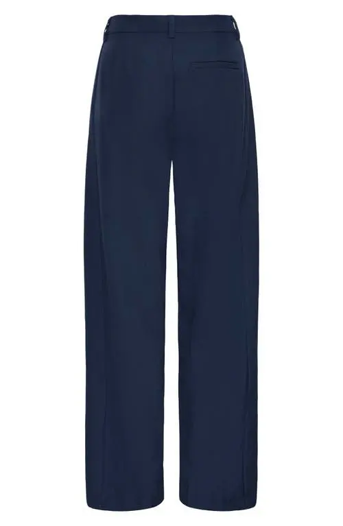 ICHI Iherina Pleated High Waist Pants - Dark Navy