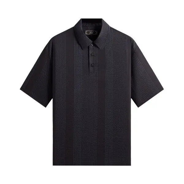 Kith Seersucker Harway Polo Nocturnal 'sandrift - Black