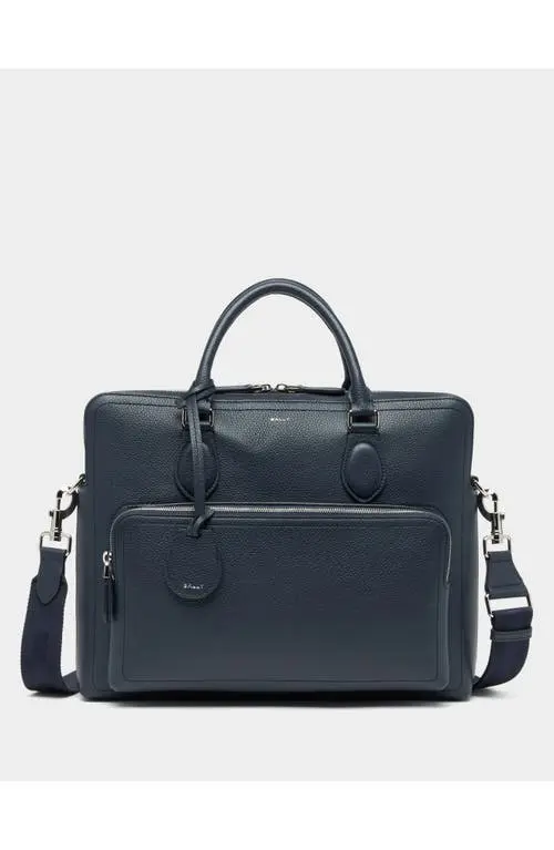 Bally Capitol Briefcase In Bovine Leather - Blue