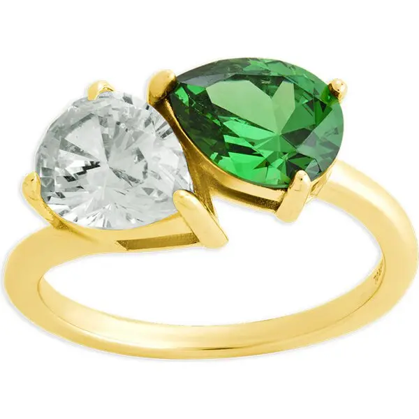 Sterling Forever Toi Et Moi Cubic Zirconia Ring - Gold