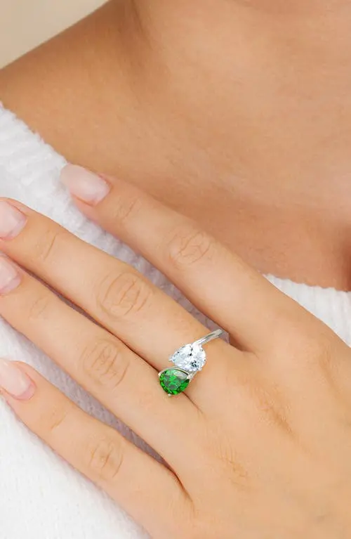 Sterling Forever Toi Et Moi Cubic Zirconia Ring - Silver